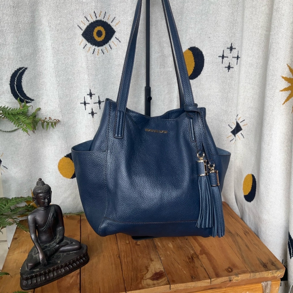 Michael Kors | Bags | Michael Kors Blue Leather Tote Bag | Poshmark